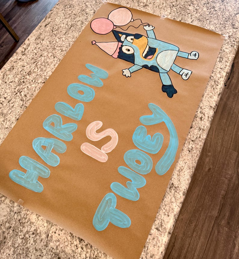 Hand Painted Bluey Birthday Banner - Etsy