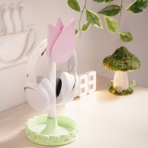 Tulip Headphone Stand: Girly Desk Organizer, Cozy Workspace Decor - Etsy