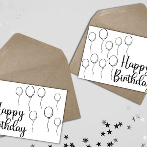 Black and White Birthday Cards| Color Your Own Card| Blank Birthday ...