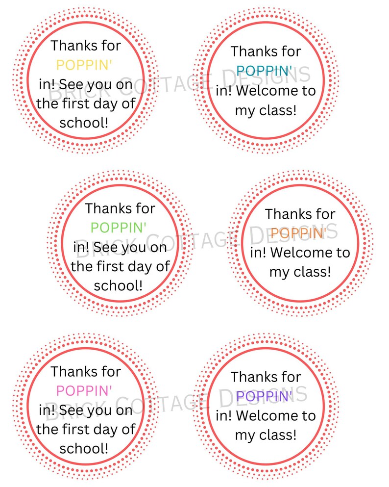 Thanks for POPPIN in Printable| Teacher Treat| Meet the Teacher Treat ...