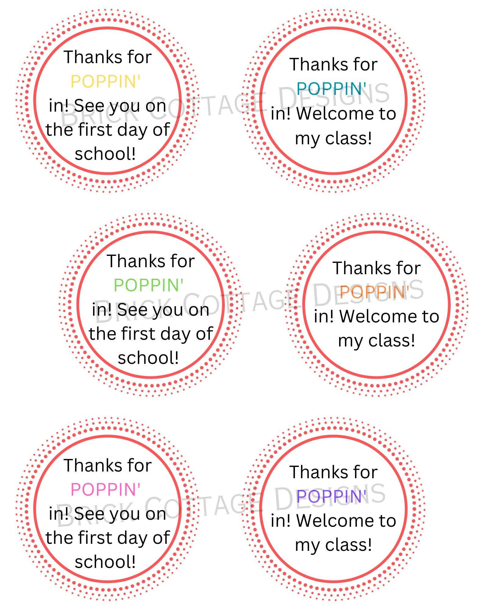Thanks for POPPIN in Printable| Teacher Treat| Meet the Teacher Treat ...