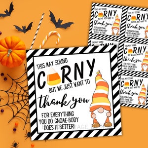 This May Sound Corny Gift Tag | Thank You Printable Gift Tag| Halloween ...
