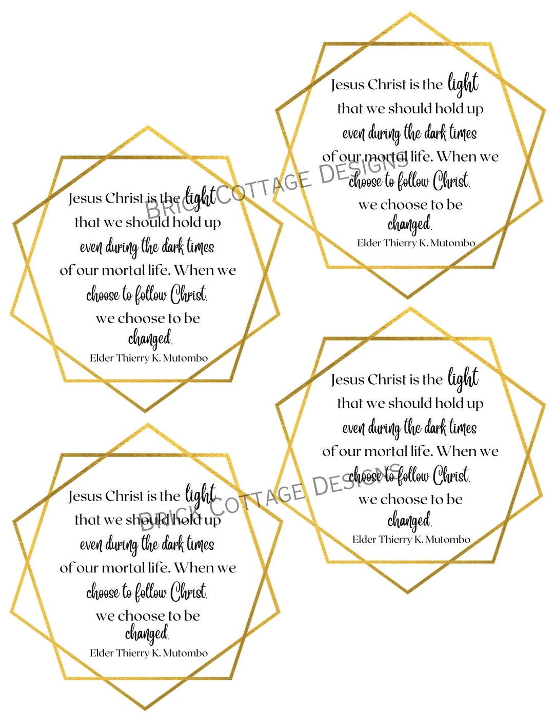 Jesus Christ the Light Tag| Relief Society Handout| LDS Quote ...