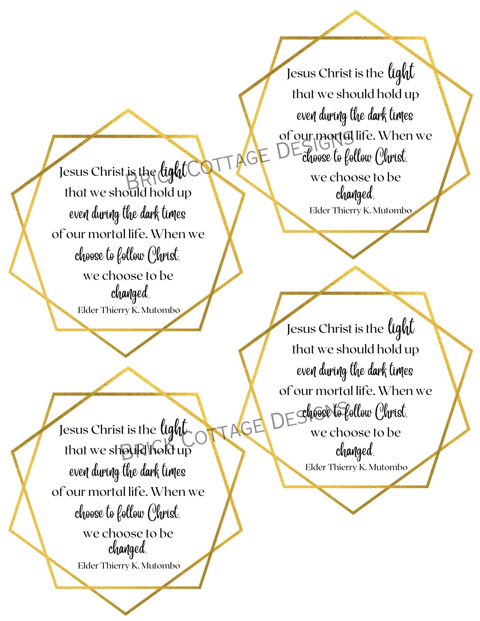 Jesus Christ the Light Tag| Relief Society Handout| LDS Quote ...