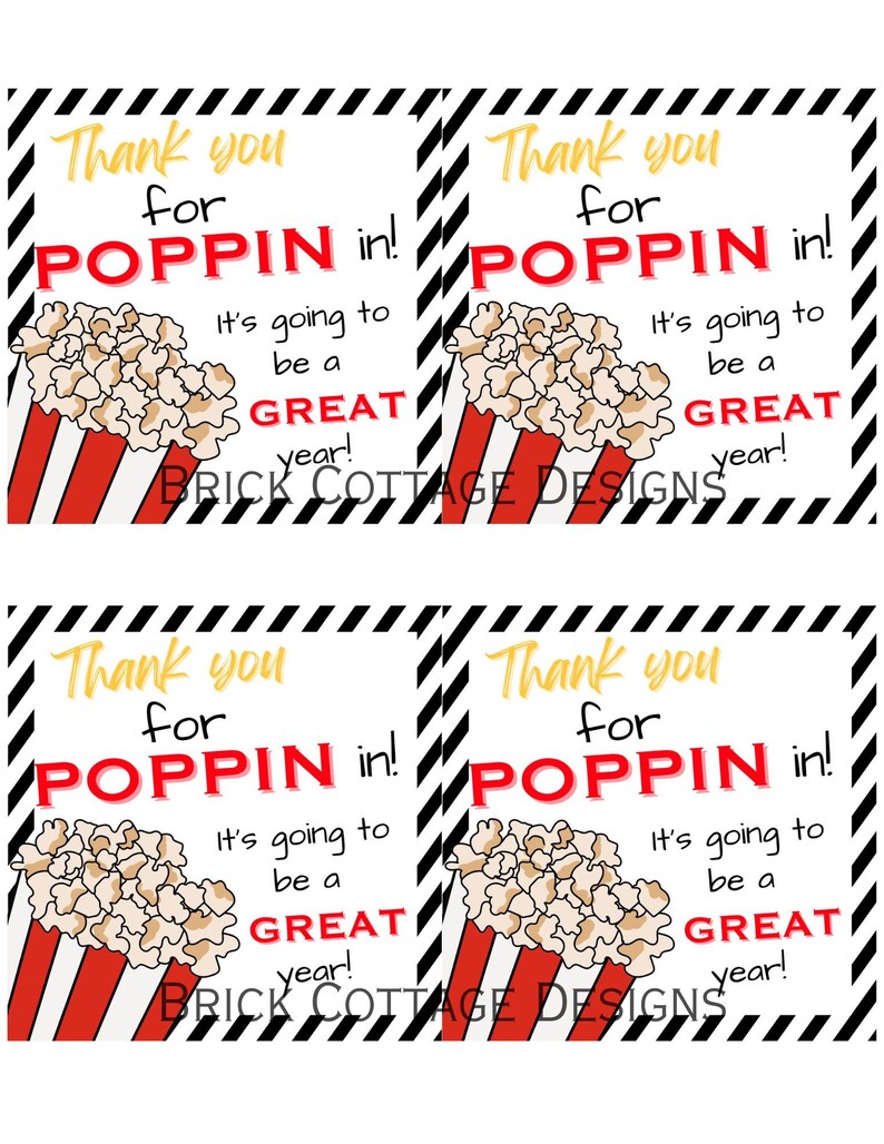 Popcorn Teacher Treat Tag: Back to School Printable (PDF) - Etsy