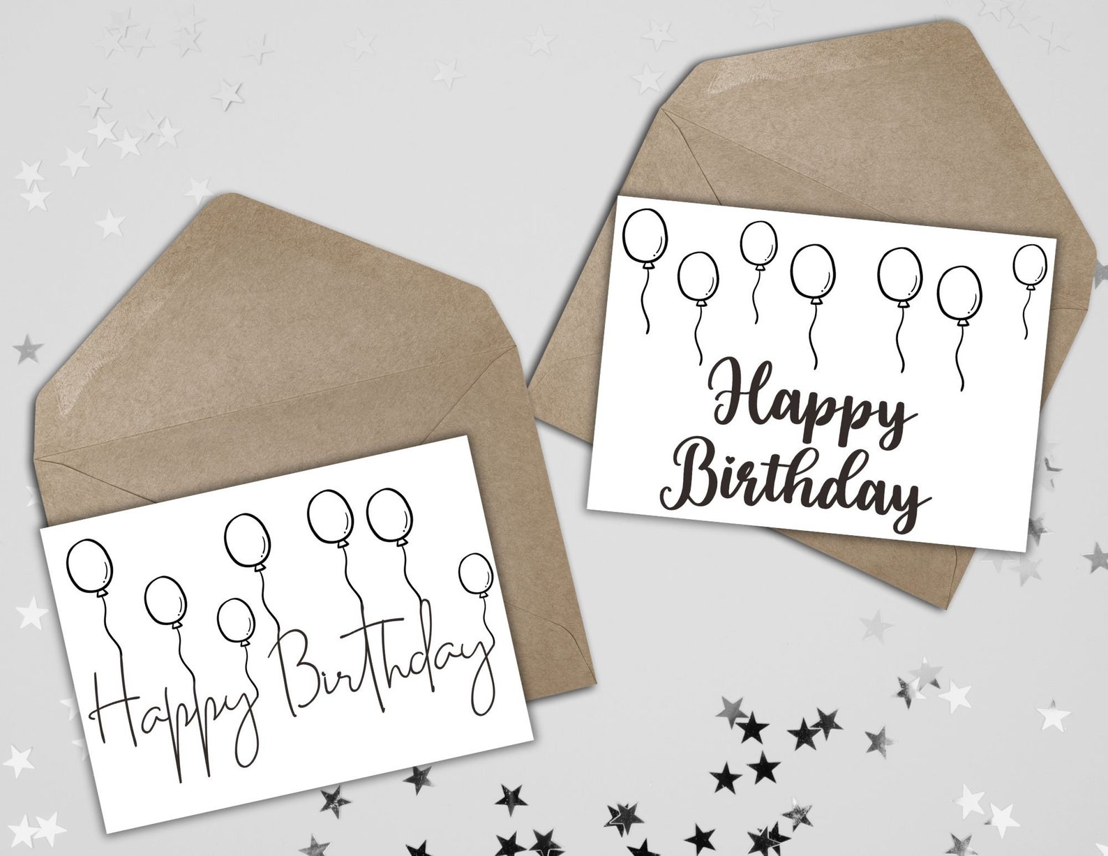 Black and White Birthday Cards| Color Your Own Card| Blank Birthday ...