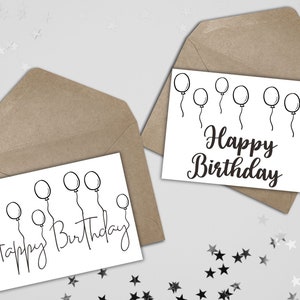 Black and White Birthday Cards| Color Your Own Card| Blank Birthday ...