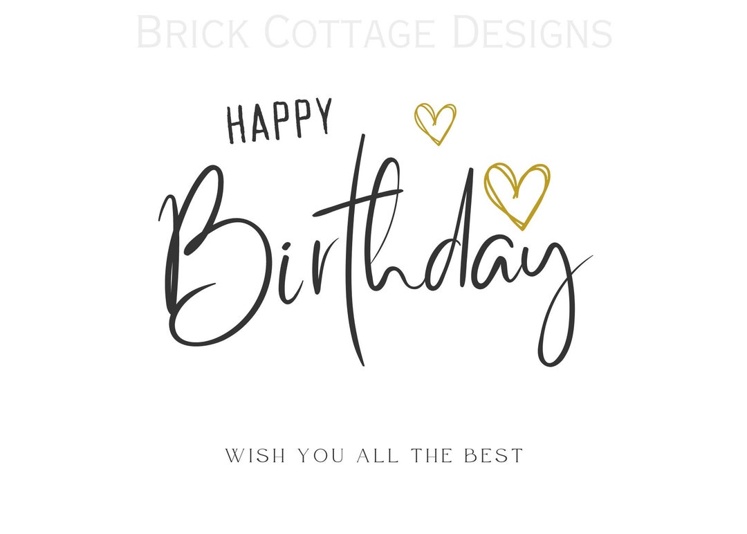 Birthday Card| Happy Birthday| Simple Birthday Card| Instant Download| Digital Download ...