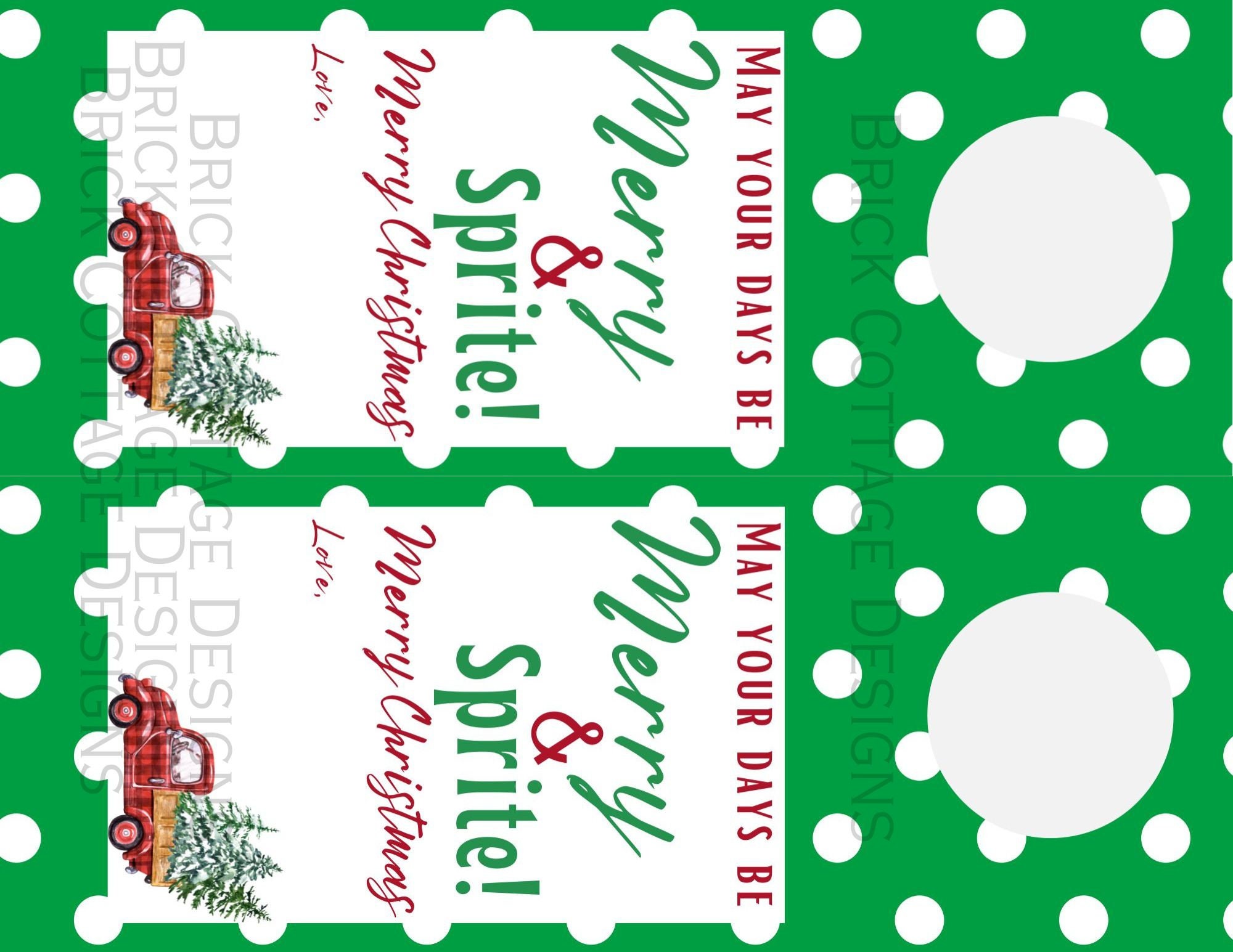 Merry and Sprite Sprite Gift Tag Sprite Treat Tag Merry Christmas Merry ...