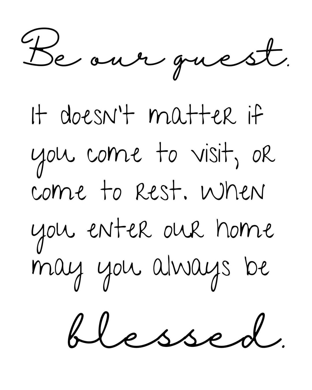 Be Our Guest Printable: Meaningful Quote Art (digital Download) - Etsy