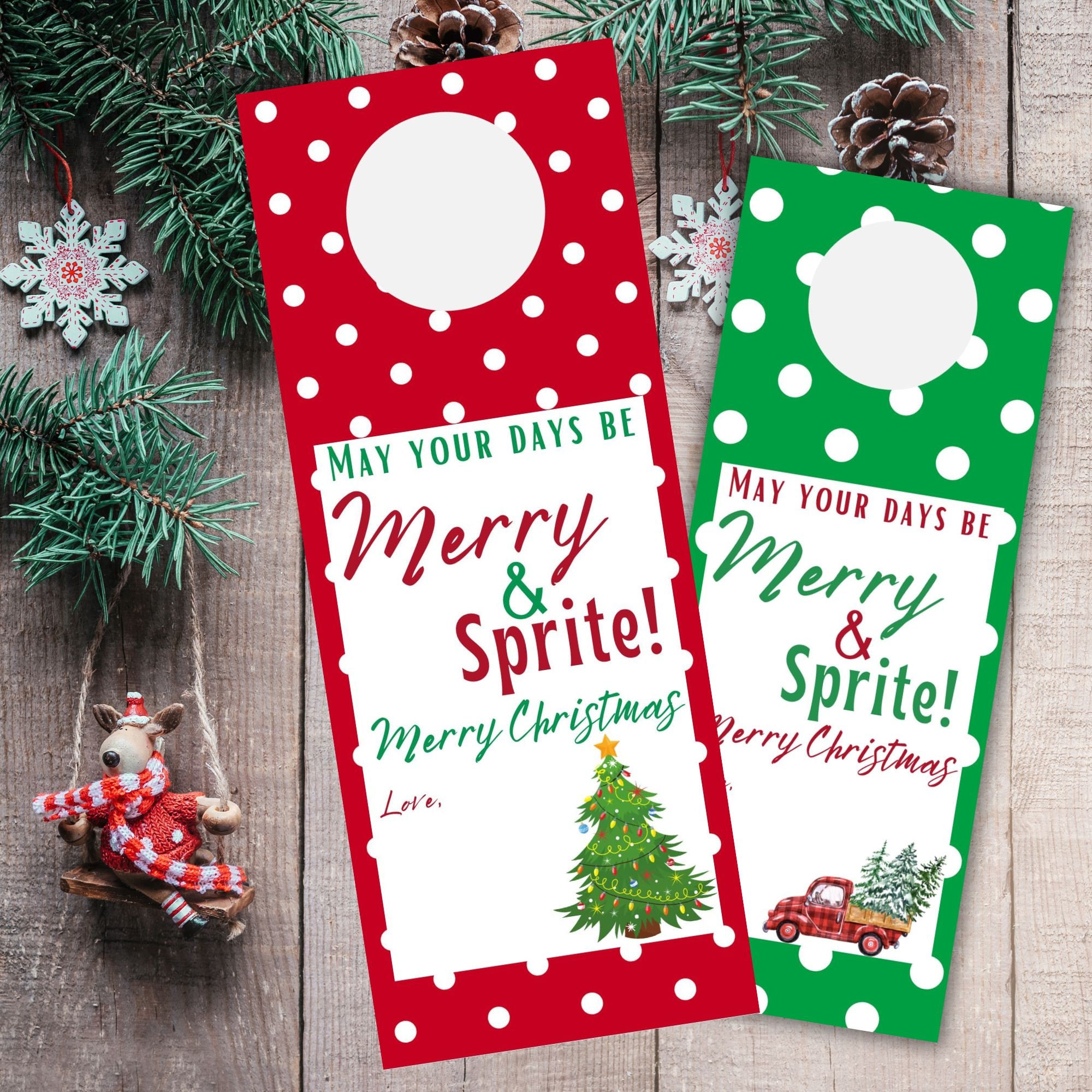 Merry and Sprite Sprite Gift Tag Sprite Treat Tag Merry Christmas Merry ...