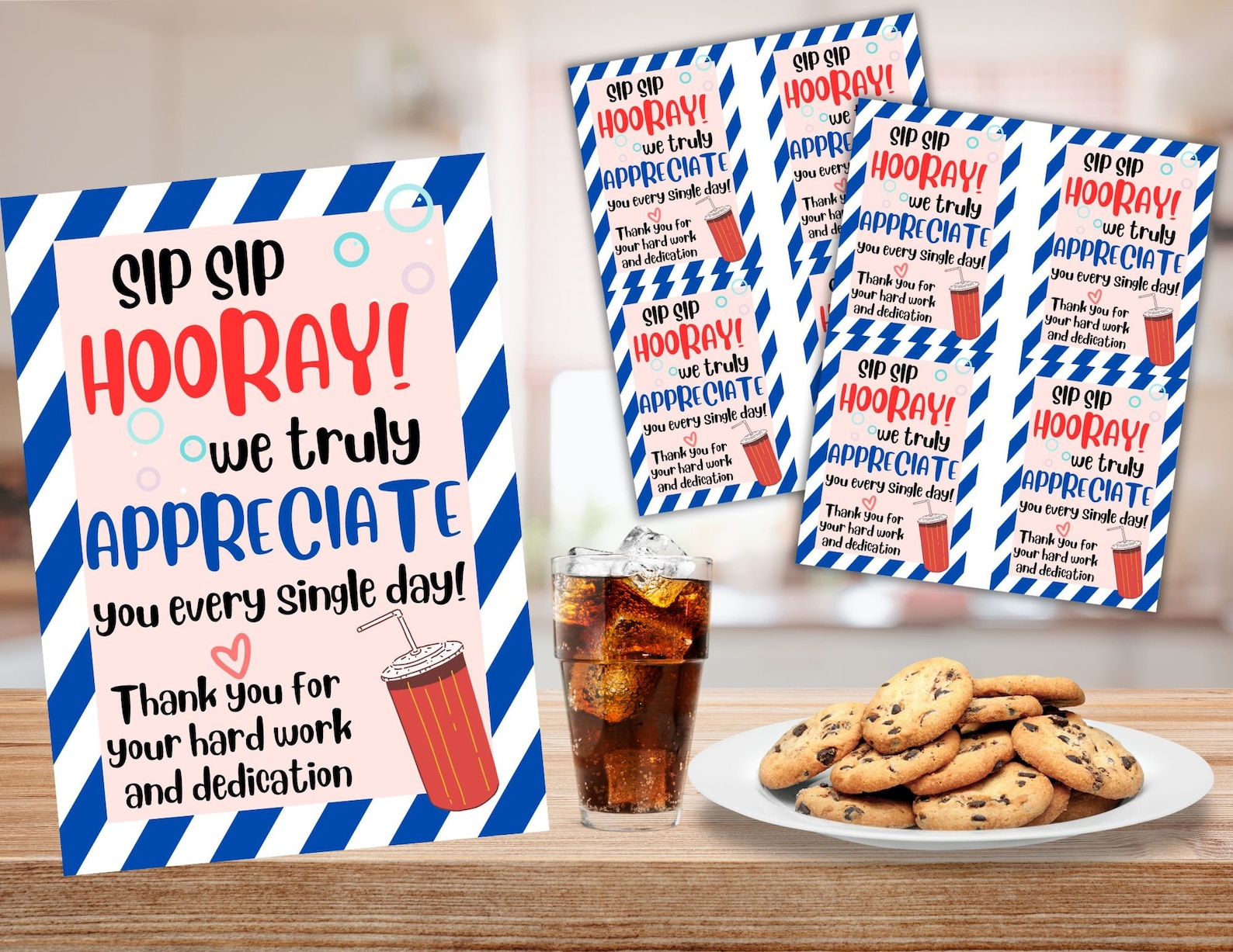 Sip Sip HOORAY| Soda Gift Tag| We Appreciate You| Thank You Card| Soda ...