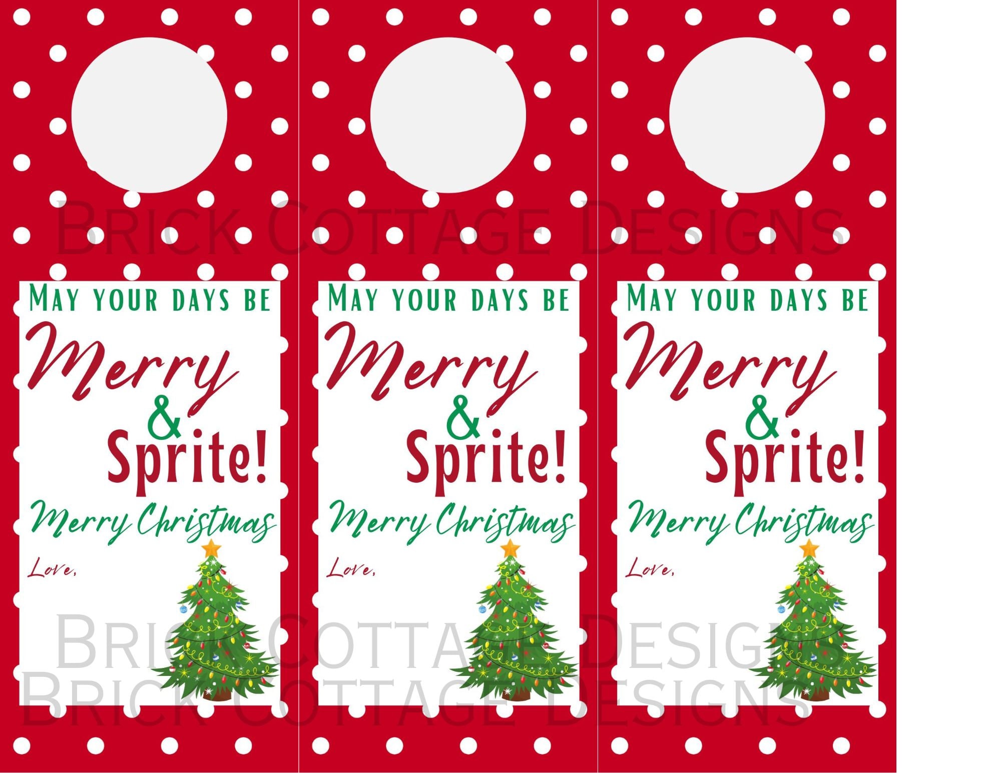 Merry and Sprite Sprite Gift Tag Sprite Treat Tag Merry Christmas Merry ...