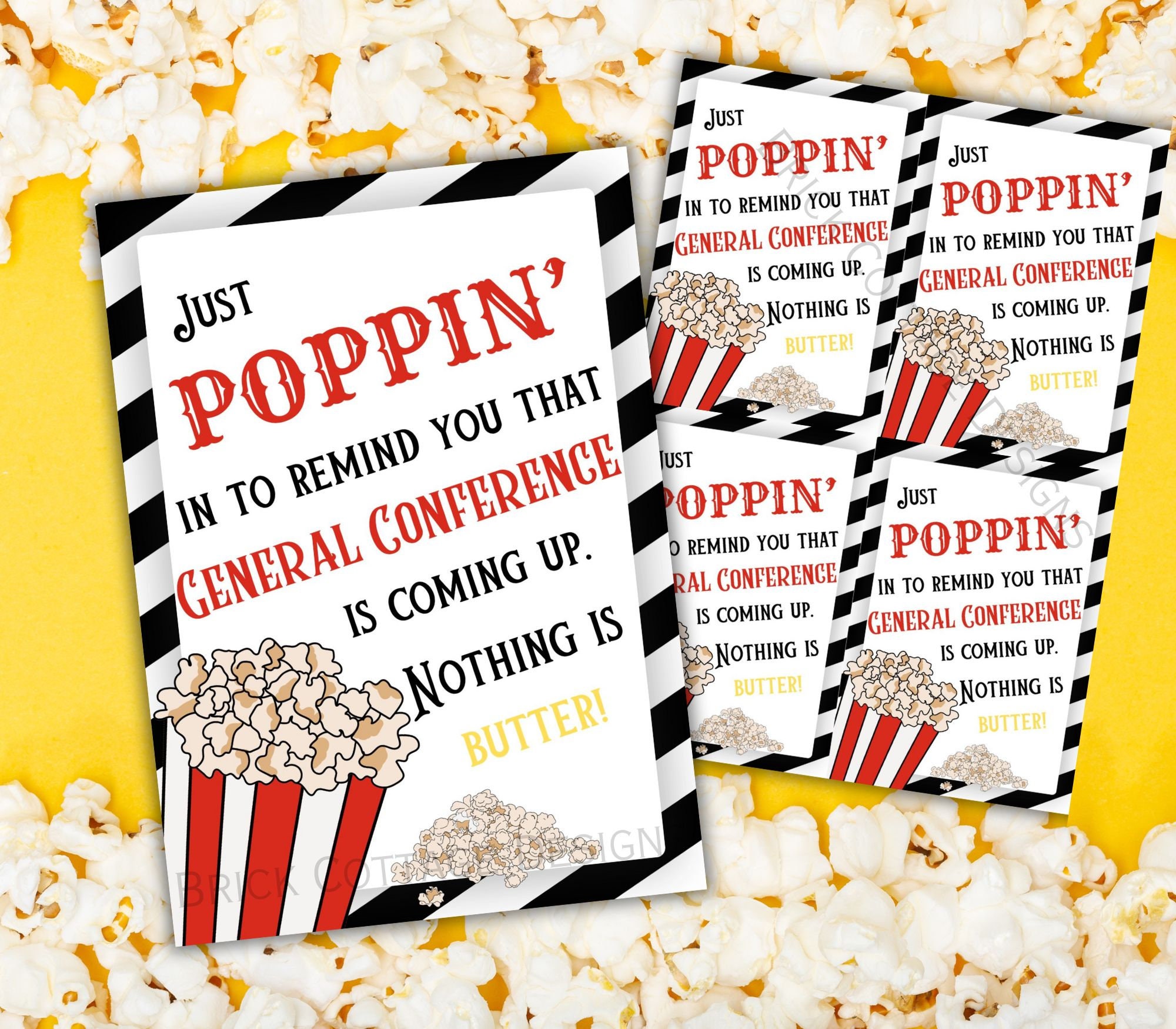 Just Poppin in Tag| Popcorn Printable| General Conference Printable ...