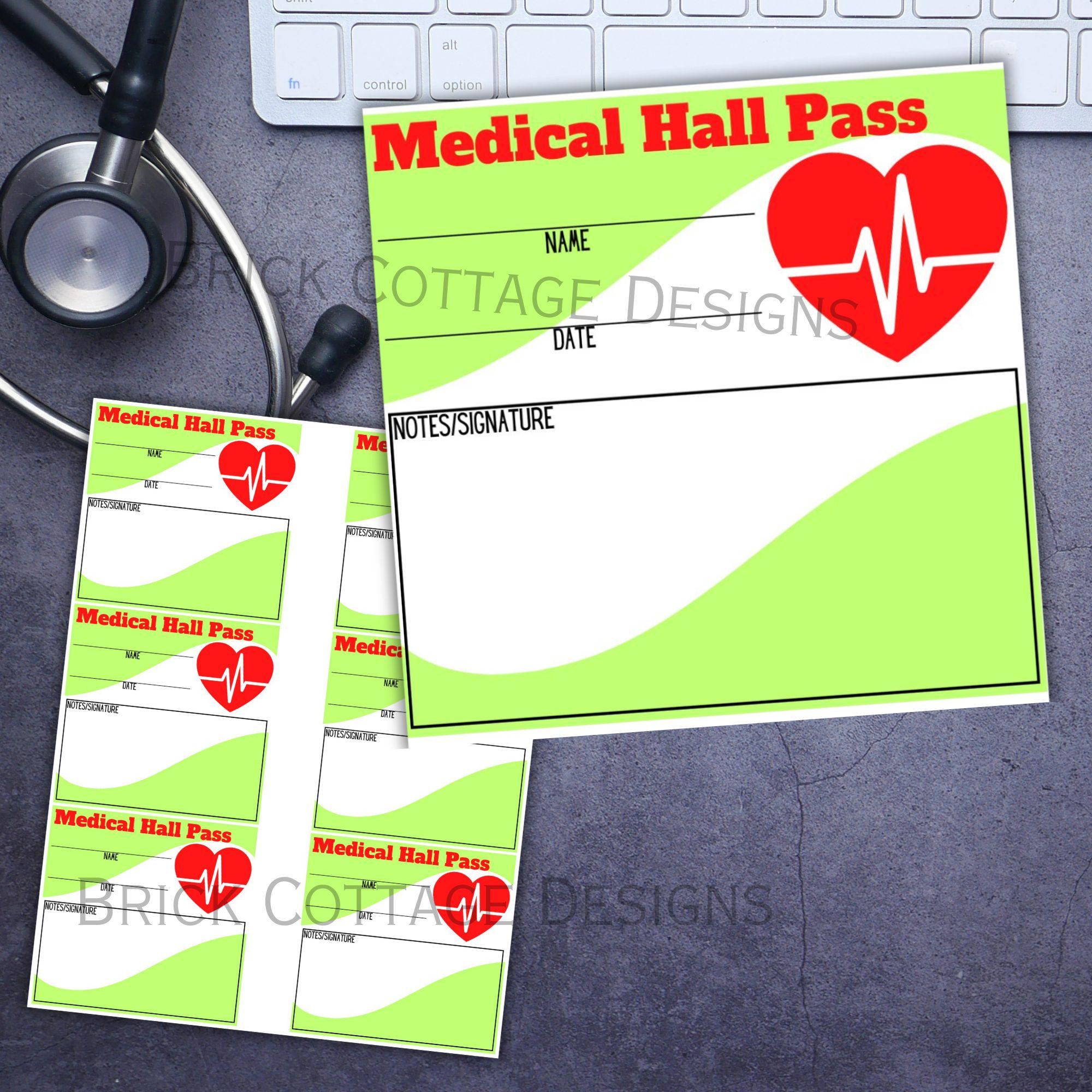 School Nurse Hall Pass, Teacher Classroom Pass, Nurse Office Pass ...