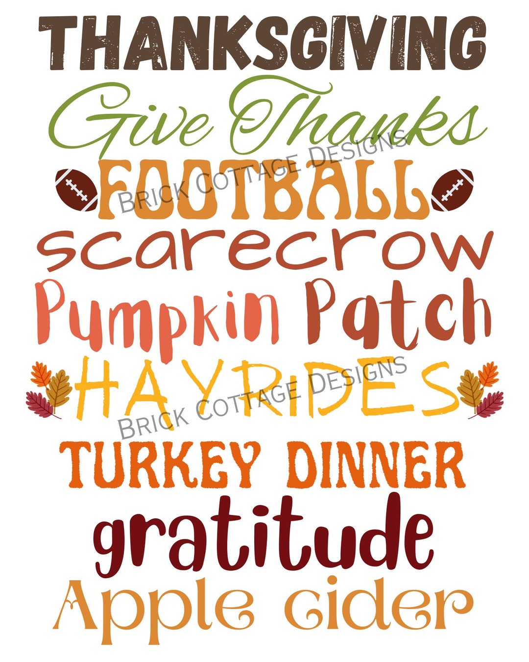 Thanksgiving Subway Art Printable: Holiday Wall Decor (digital Download ...