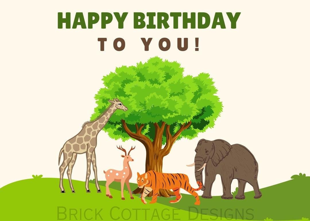Happy Birthday| Birthday Card| Safari |safari Birthday Card| Animal ...