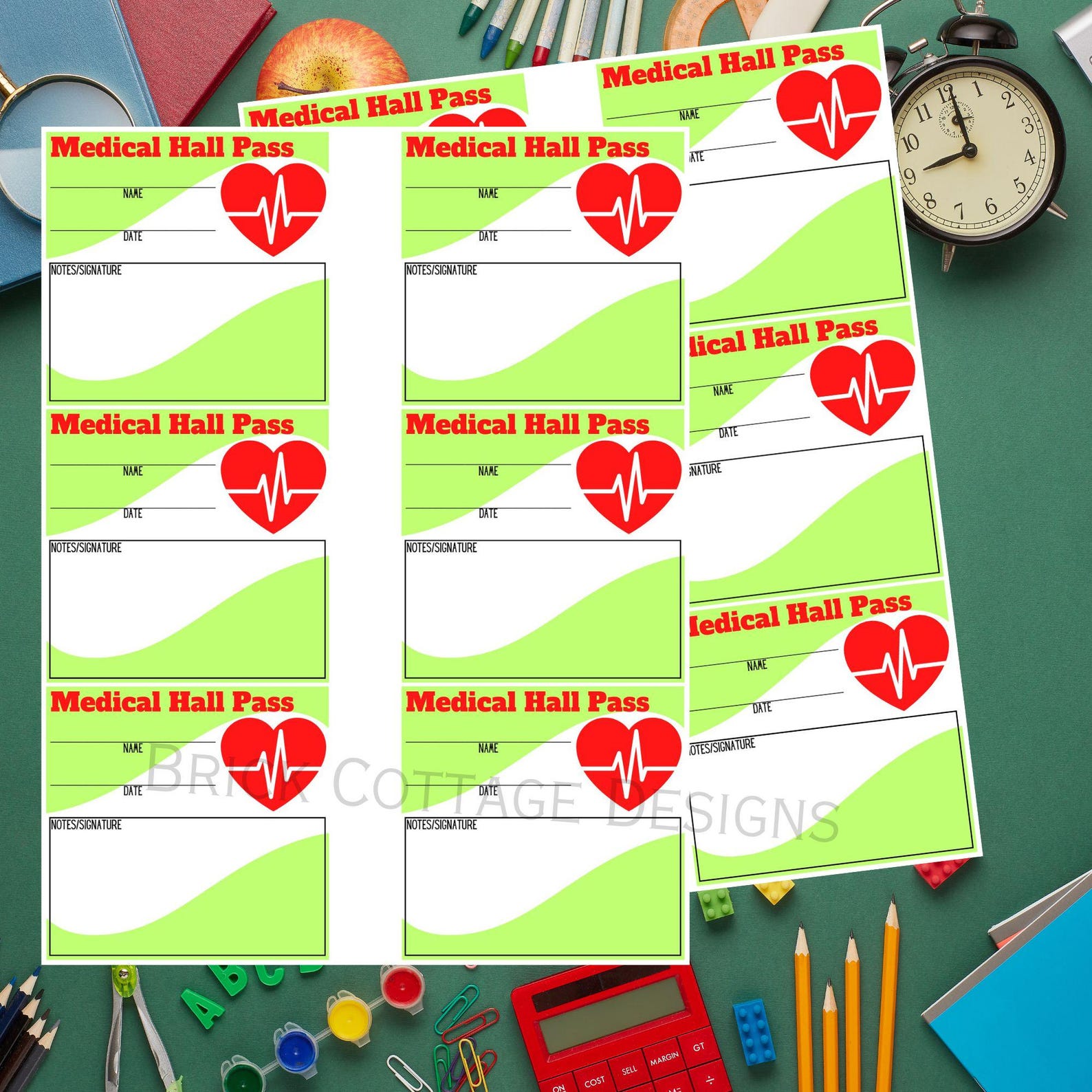 School Nurse Hall Pass, Teacher Classroom Pass, Nurse Office Pass ...