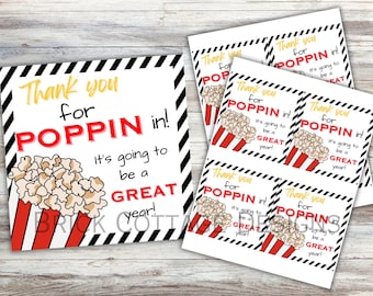 Meet the Teacher | Thanks for Popping in Gift Tag - Editable | Popcorn ...