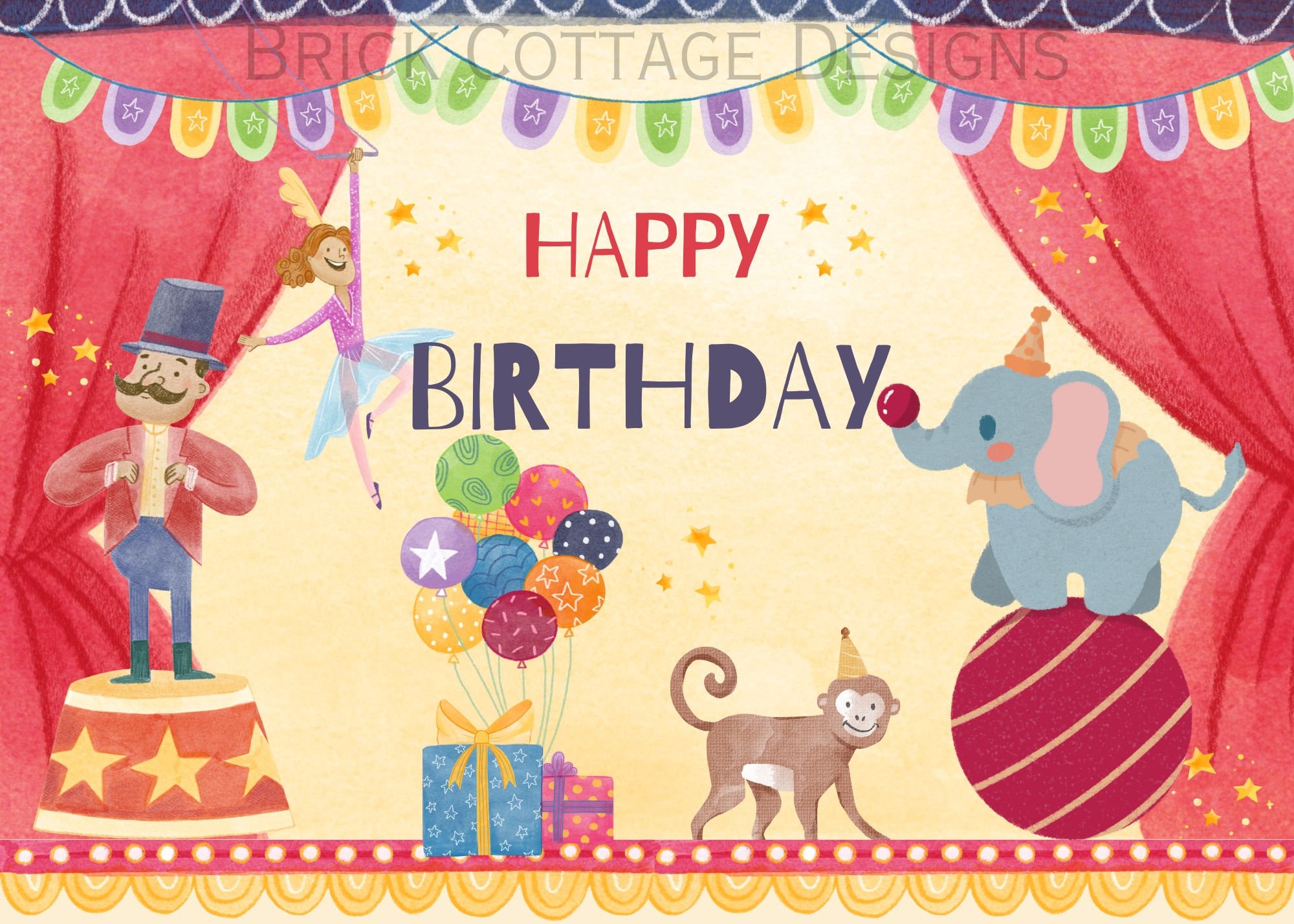 Happy Birthday| Birthday Card| Circus| Circus Birthday Card| Animal ...