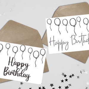 Black and White Birthday Cards| Color Your Own Card| Blank Birthday ...