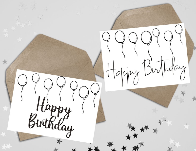 Black and White Birthday Cards| Color Your Own Card| Blank Birthday ...