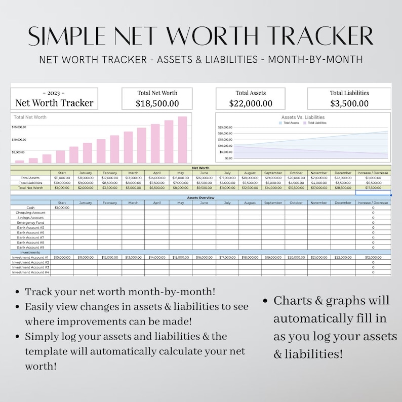 Net Worth Tracker Template for Google Sheets, Asset Tracker ...