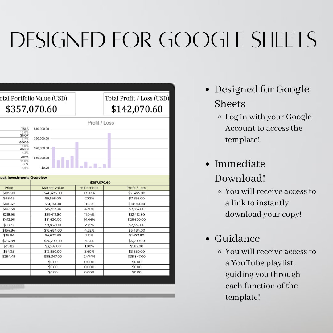 Stocks Investment Tracker Template for Google Sheets, Wealth Tracker ...