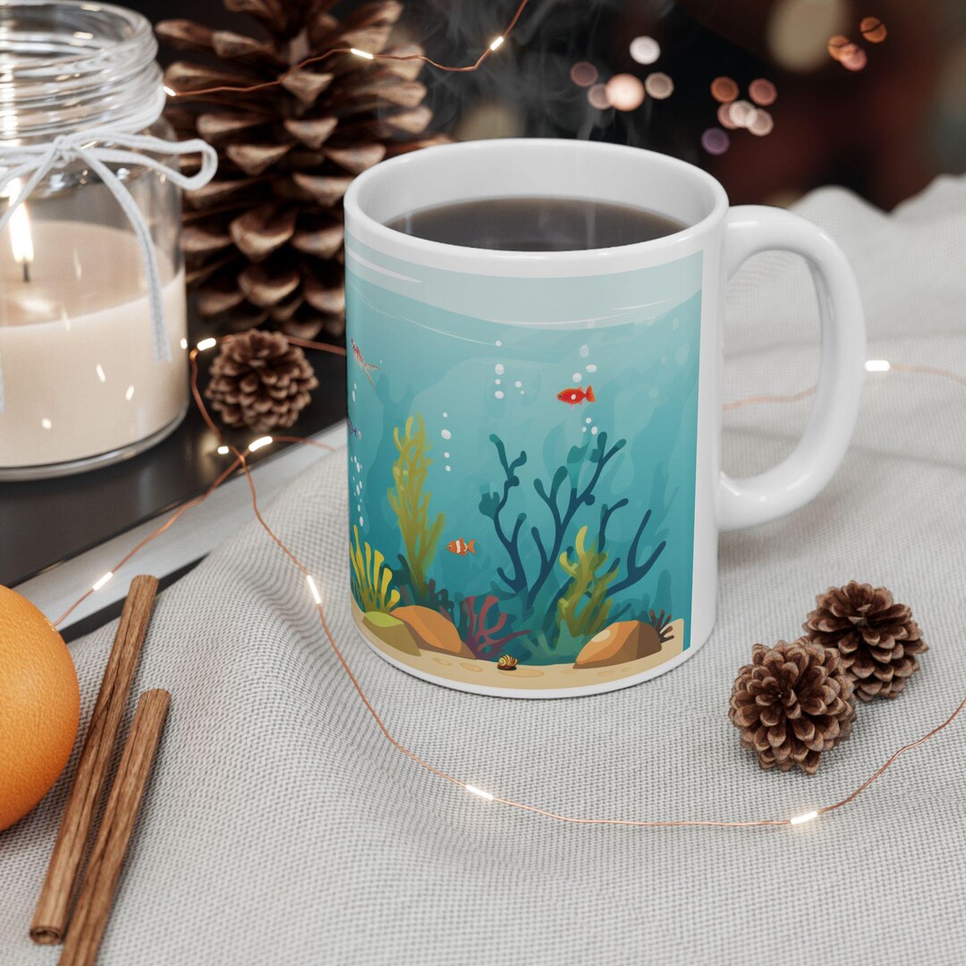 Aquarium Coffee Mug, Fish Mug, Aquatic Coffee Cup, Fish Lover Mug ...