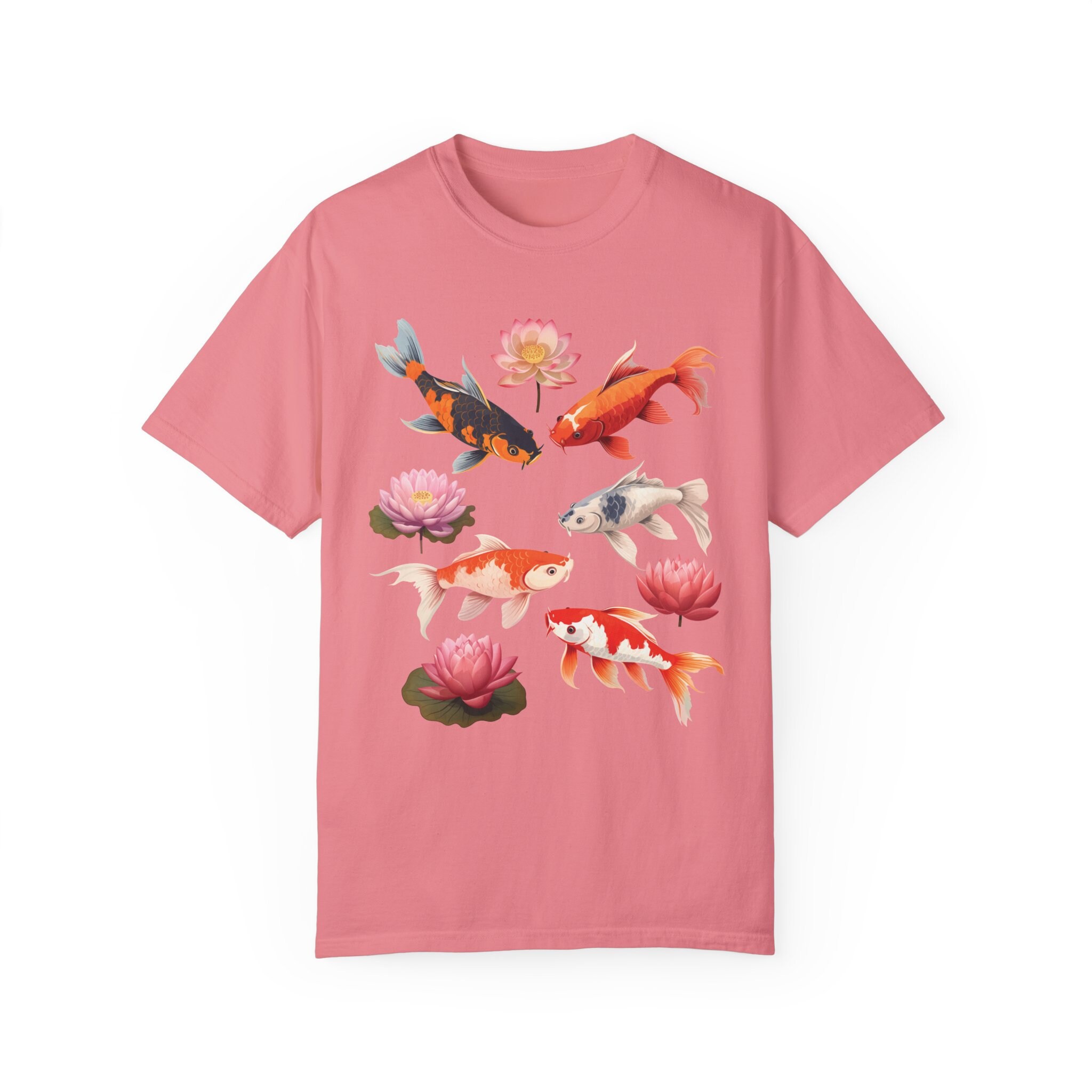 Comfort Colors Koi Fish Shirt, Lotus Flower Tee, Fresh Water Aquatic ...