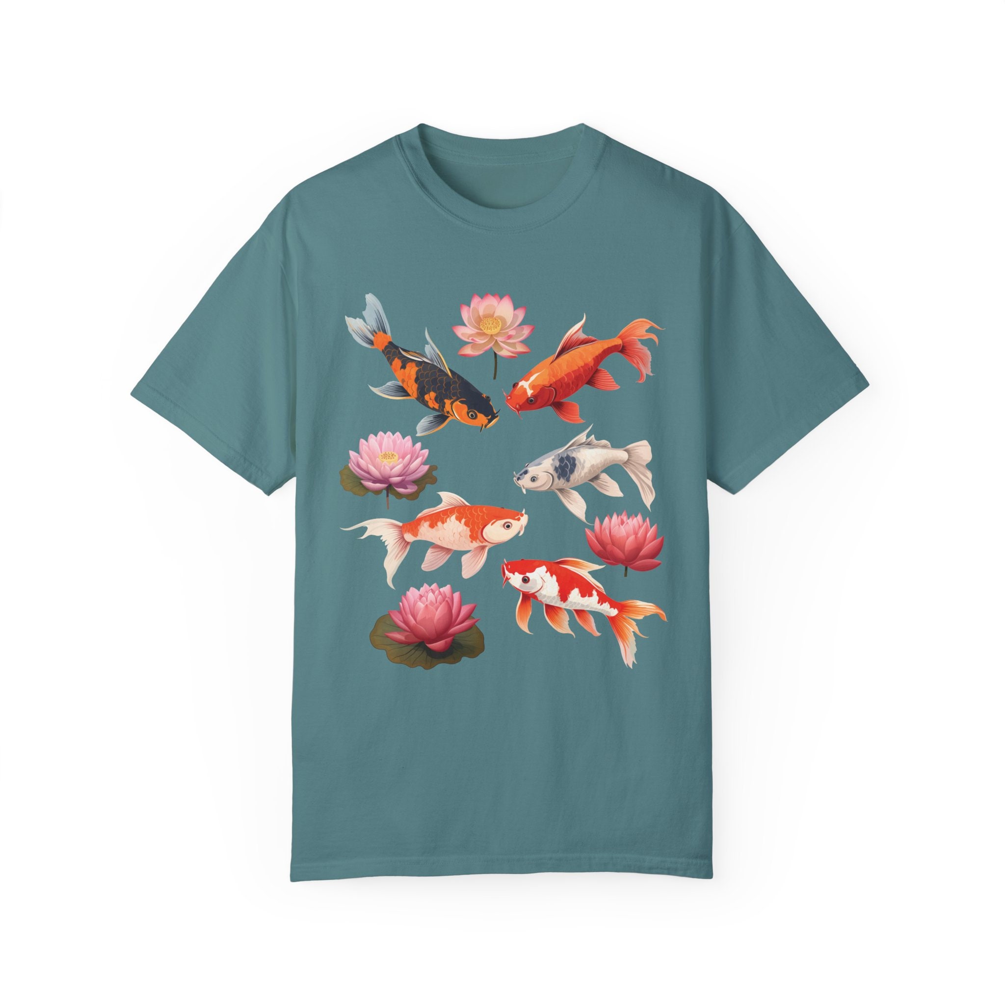 Japanese Koi Fish Shirt, Lotus Flower Aesthetic Tee, Comfort Colors ...