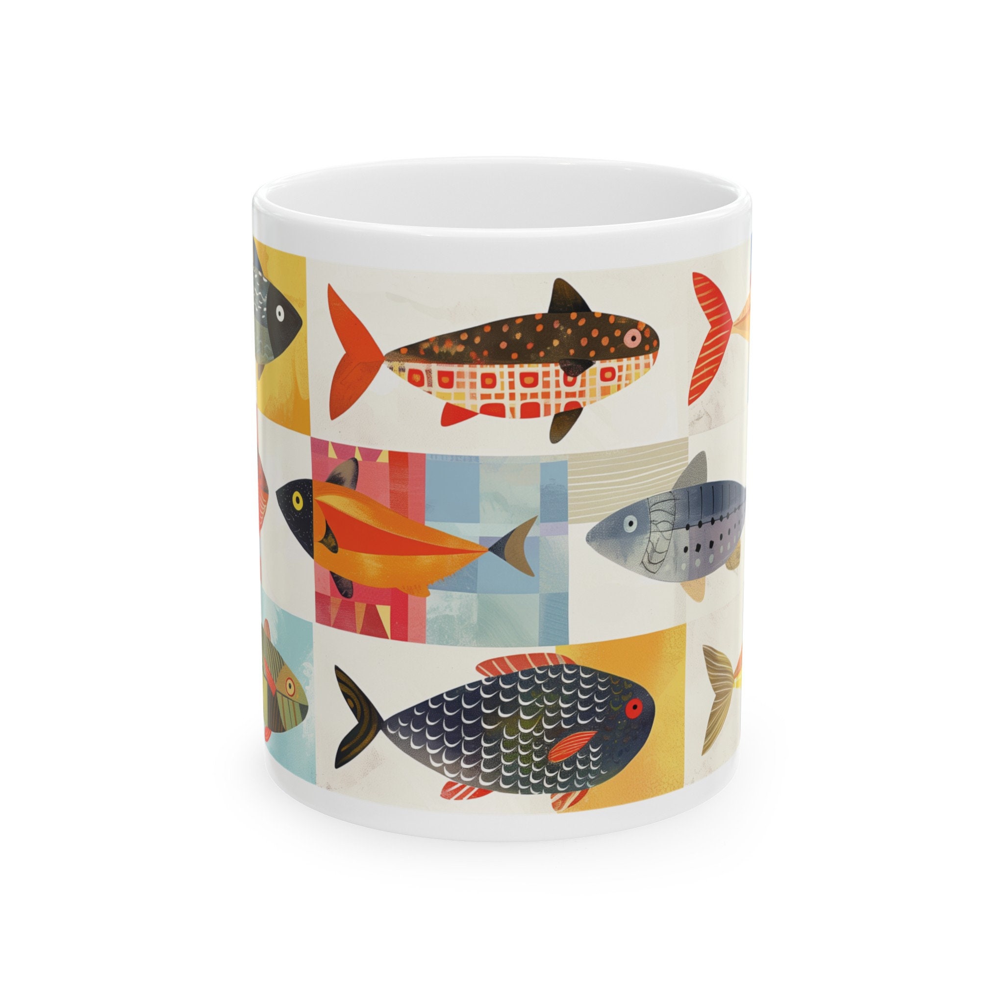 Cute Fish Mug, Aquarium Mug, Home Decor Mug, Tea Cup, Fish Drawing Mug ...