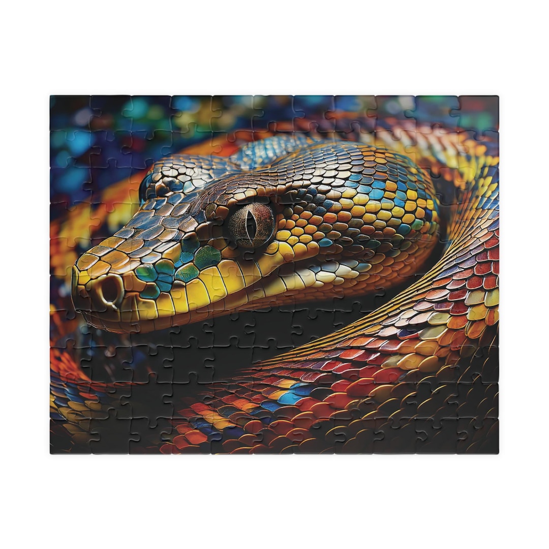 Colorful Snake Jigsaw Puzzle, Rainbow Python Scaled Art, Exotic Reptile ...
