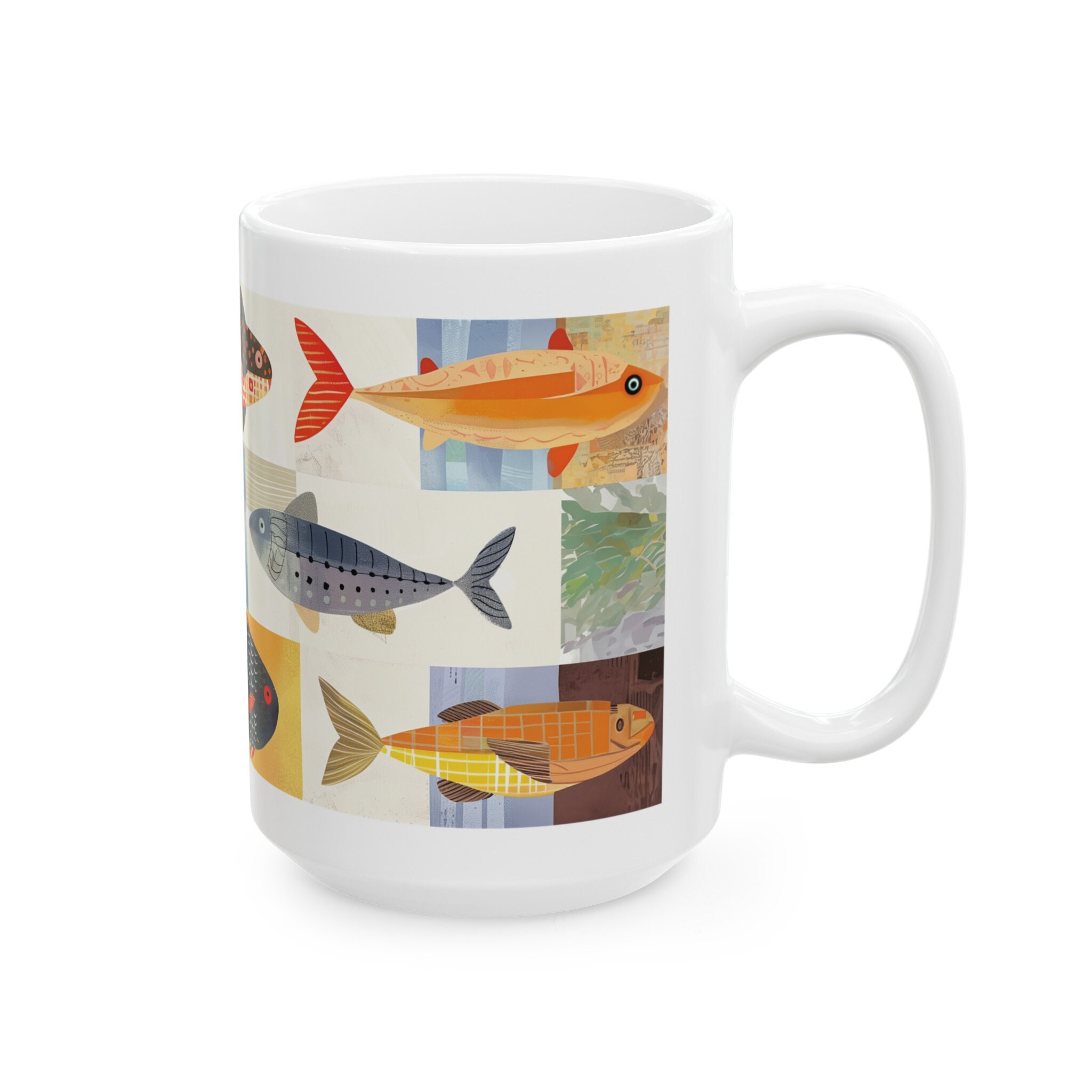 Cute Fish Mug, Aquarium Mug, Home Decor Mug, Tea Cup, Fish Drawing Mug ...