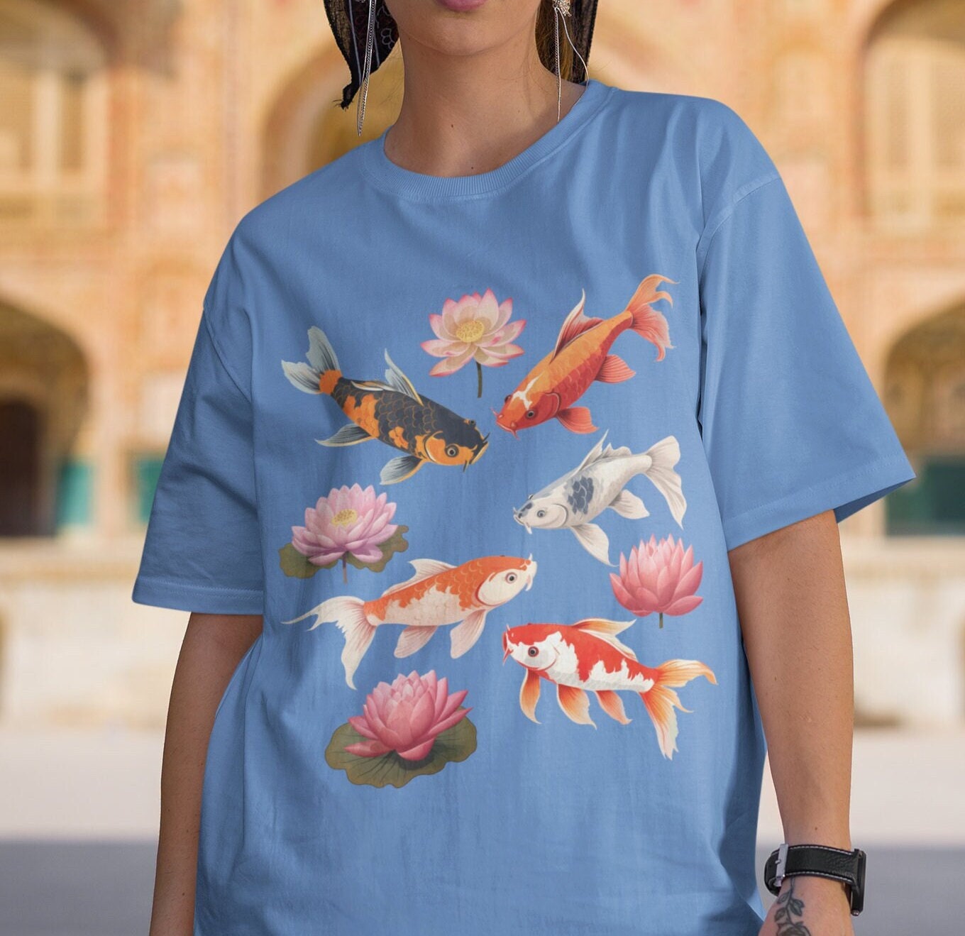 Comfort Colors Koi Fish Shirt Lotus Flower Tee Fresh Water Aquatic Life ...