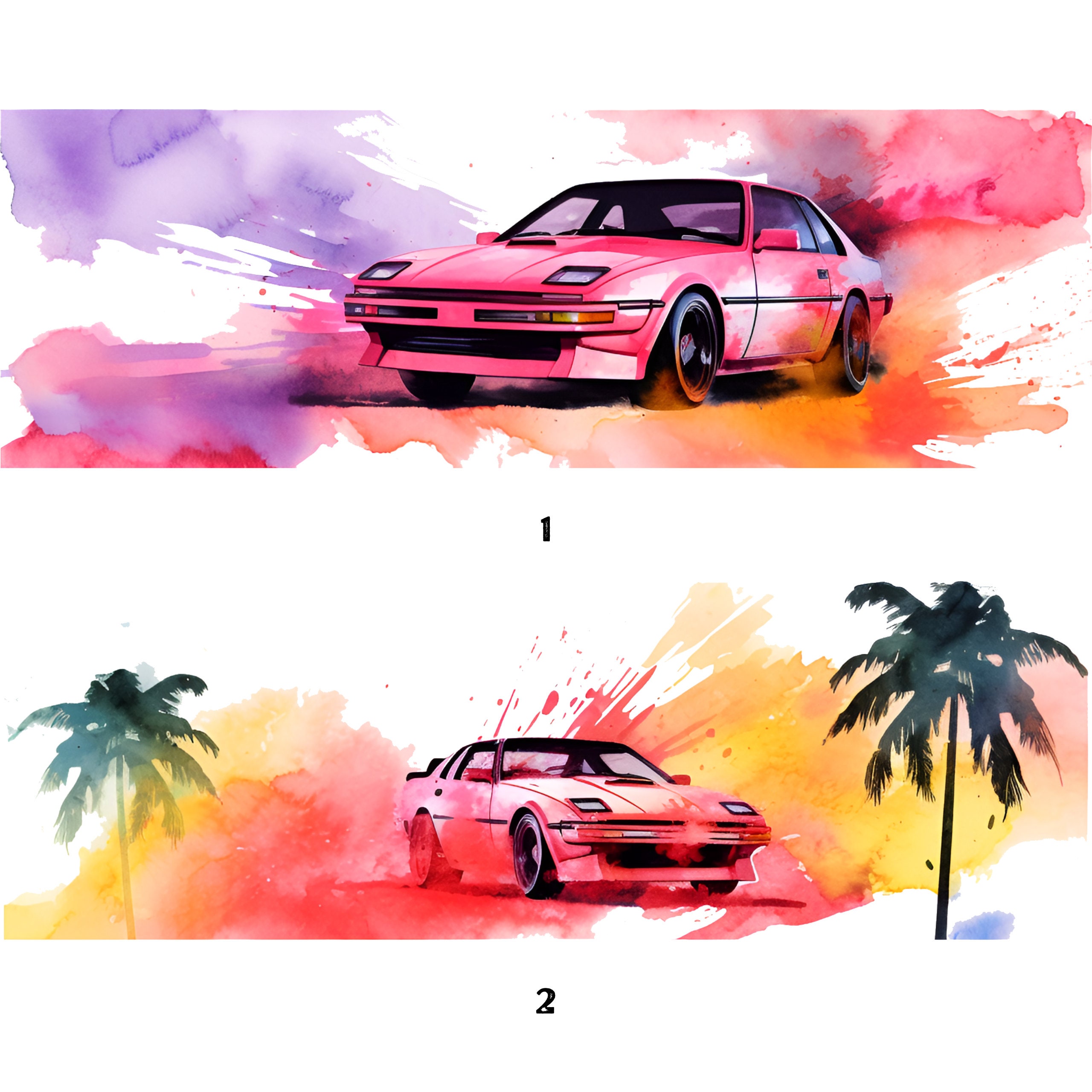 Watercolour Outrun Cars Clip Art Graphics - 22 Transparent PNG Images ...