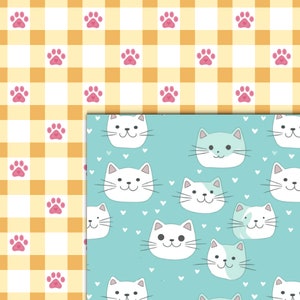 Cat Digital Paper Bundle | Set of 12 Cute Cat Paper Designs ...
