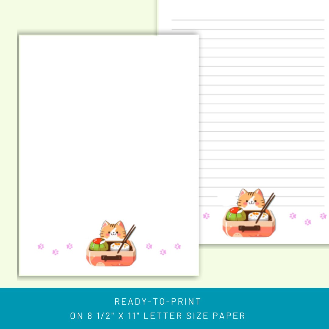 Cats With Chopsticks | Printable Stationery & Envelopes | PERSONALIZED ...
