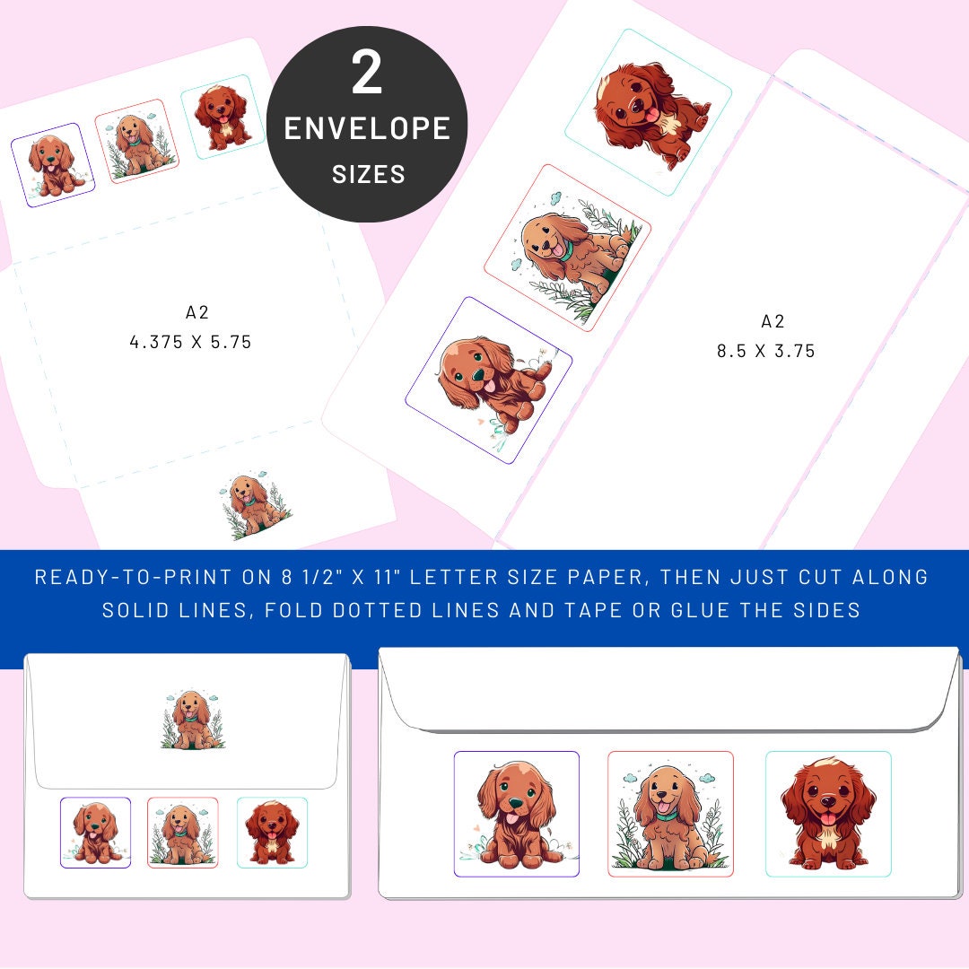 Irish Setter Pups Printable Stationery & Envelopes | PERSONALIZED | US ...