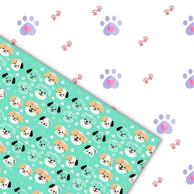 Dog Digital Paper Bundle | Set of 12 Cute Puppy Paper Designs ...