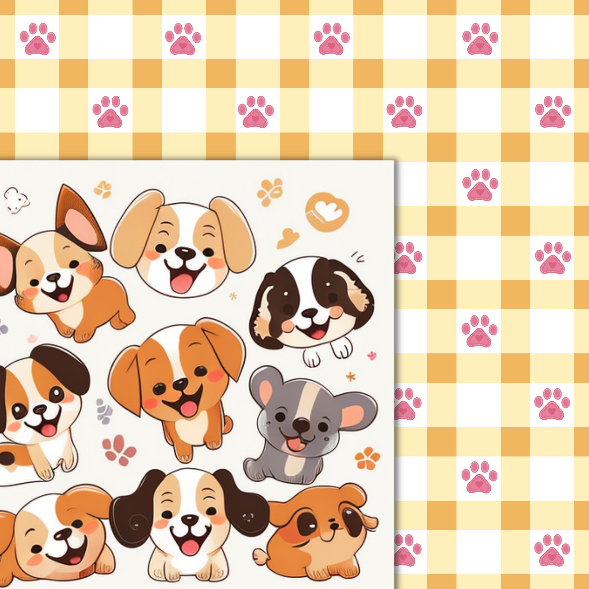 Dog Digital Paper Bundle | Set of 12 Cute Puppy Paper Designs ...