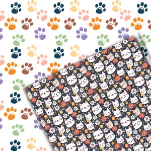 Cat Digital Paper Bundle | Set of 12 Cute Cat Paper Designs ...