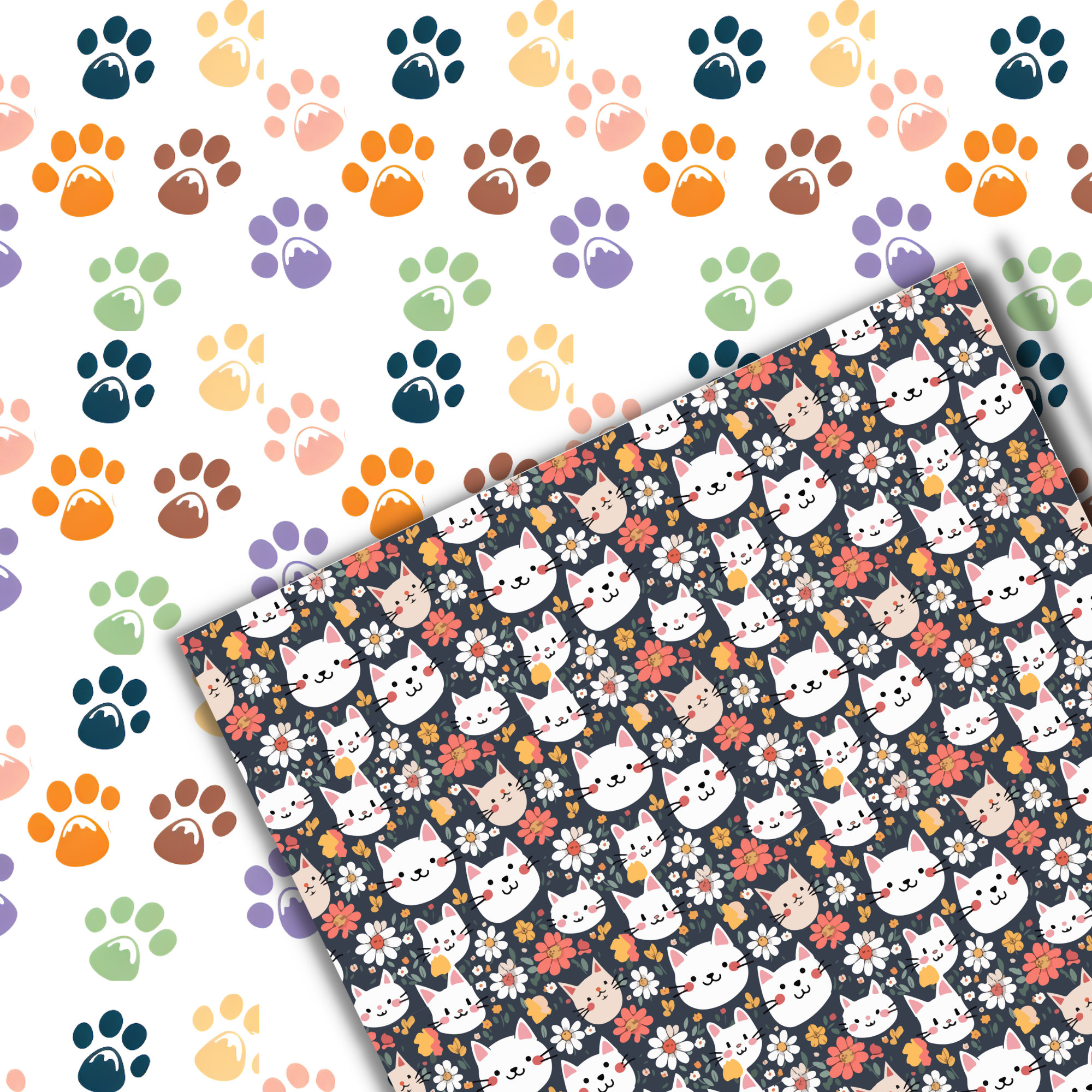 Cat Digital Paper Bundle | Set of 12 Cute Cat Paper Designs ...