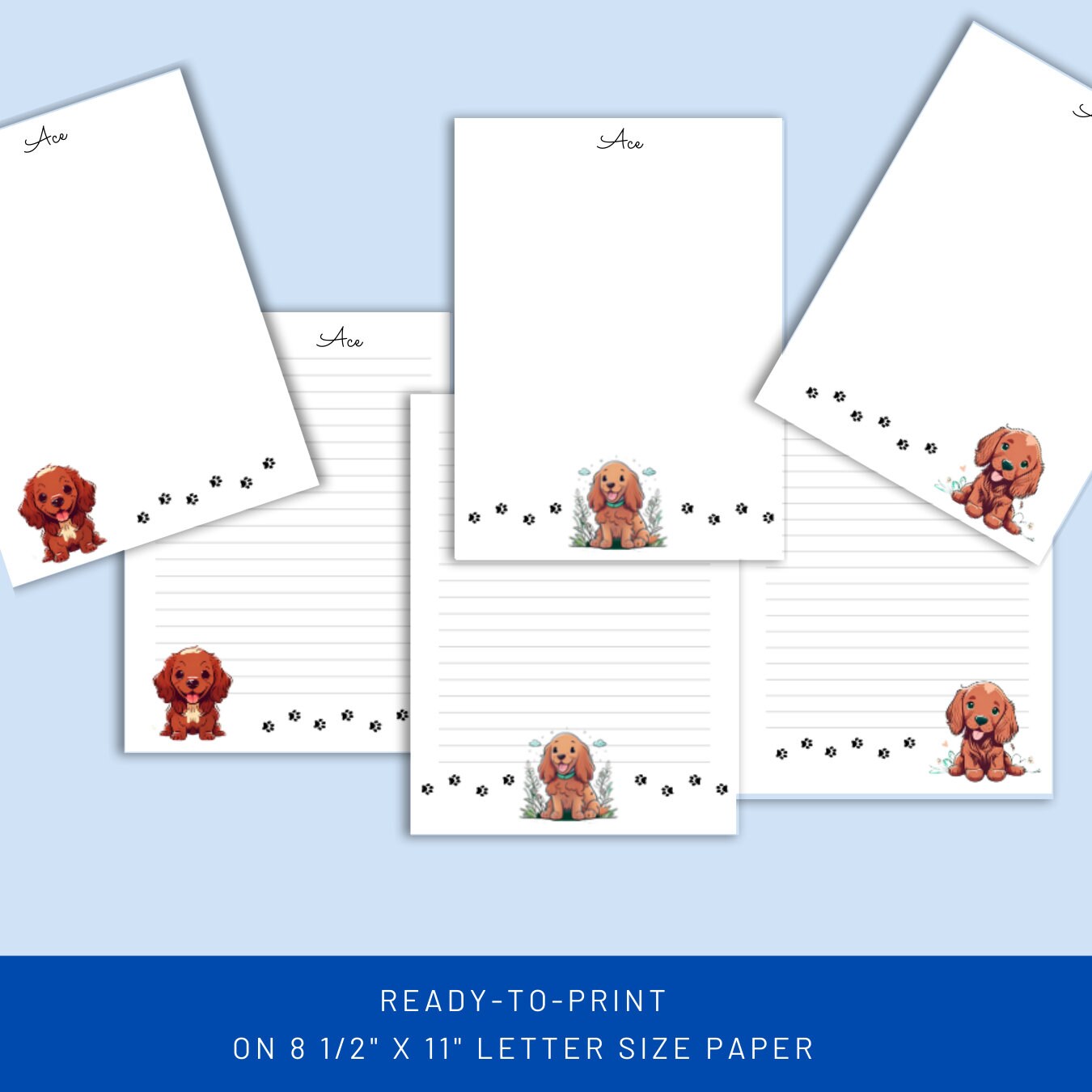 Irish Setter Pups Printable Stationery & Envelopes | PERSONALIZED | US ...