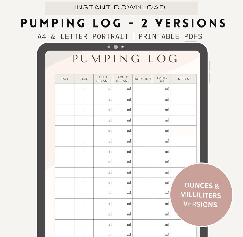 Streamline Breastfeeding With This Bundle: Digital Nursing Log, Breast ...