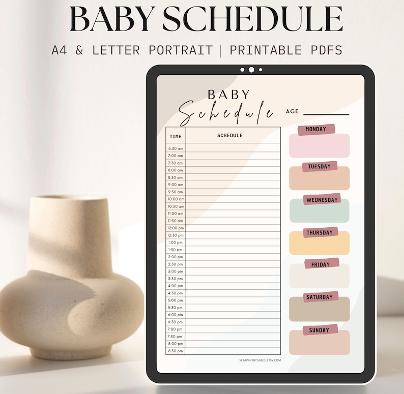 Baby Schedule Printable, Baby Schedule Template, Baby Log, Newborn ...