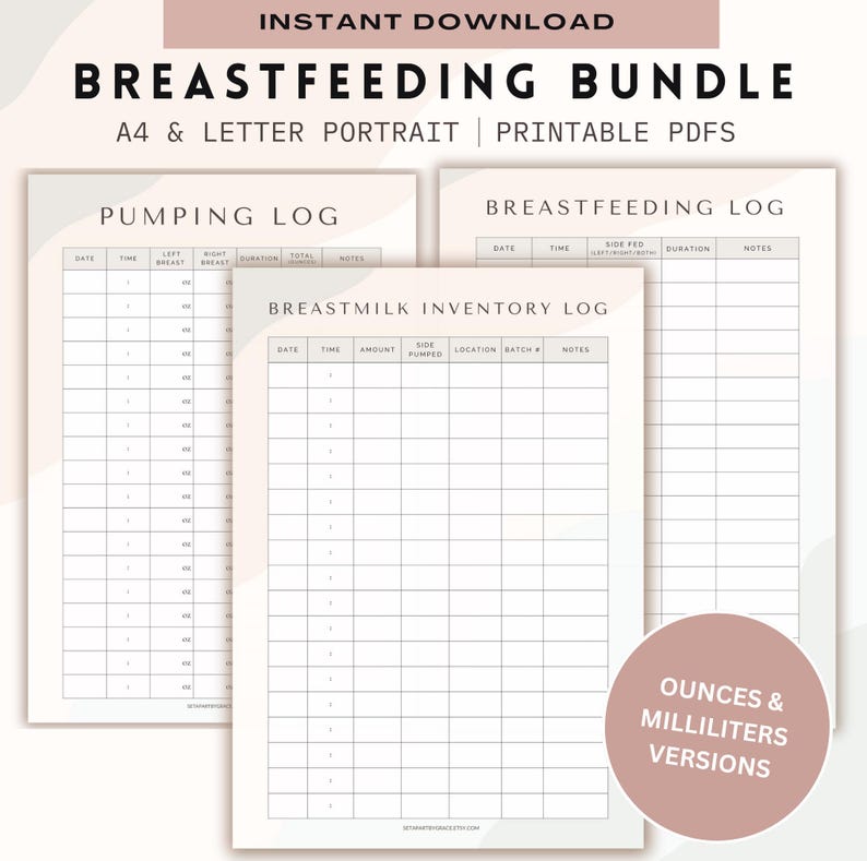 Streamline Breastfeeding With This Bundle: Digital Nursing Log, Breast ...