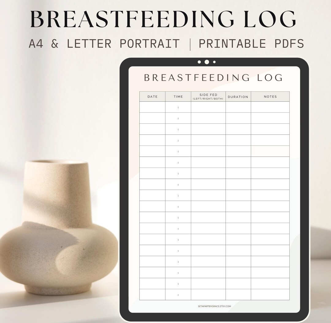 Breastfeeding Log, Milk Tracker, Nursing Log, Breastfeeding Journal ...