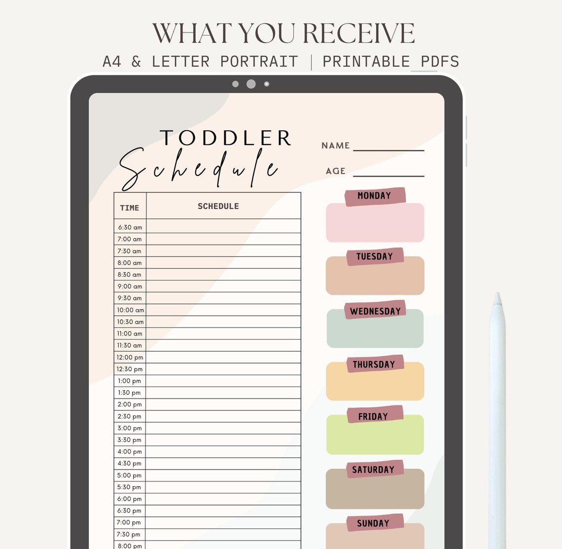 Toddler Schedule Printable, Toddler Schedule Template, Daily Chart ...