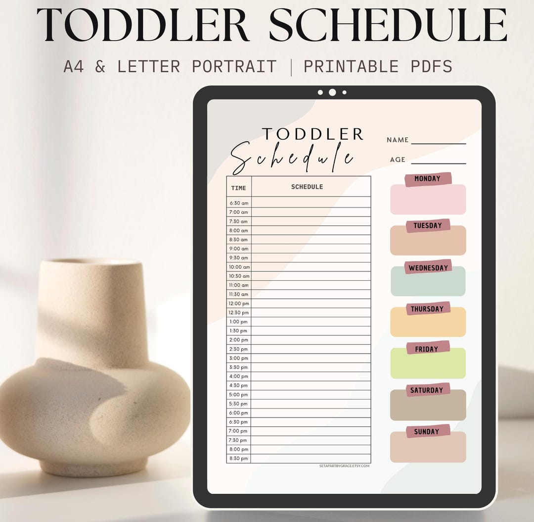 Toddler Schedule Printable, Toddler Schedule Template, Daily Chart ...